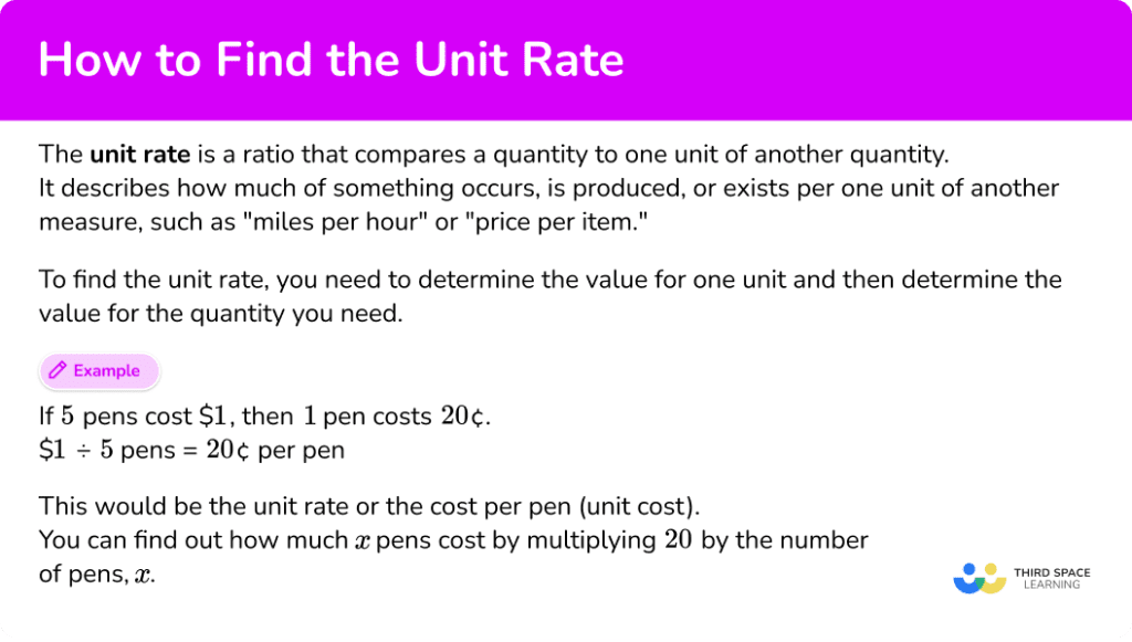 How To Find The Unit Rate - Math Steps, Examples & Questions